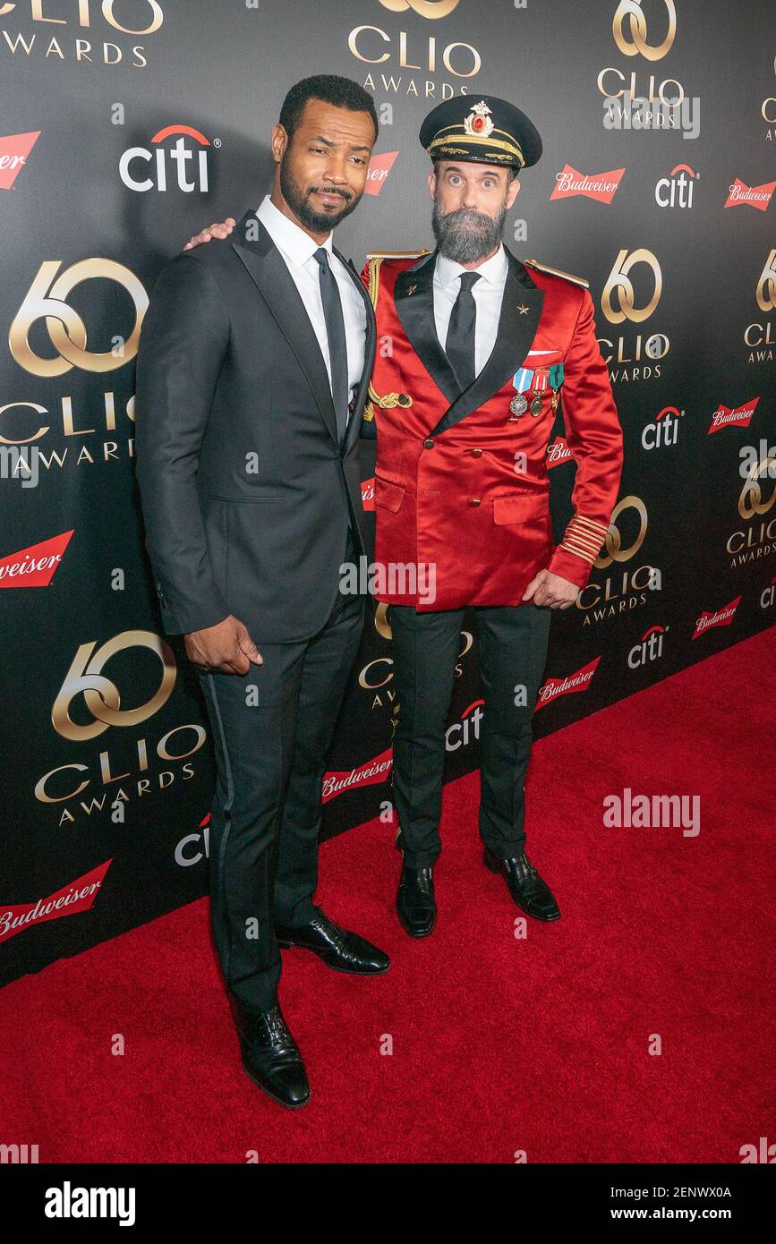 Isaiah Mustafa and Brandon Moynihan attends the 60th Clio Awards at ...