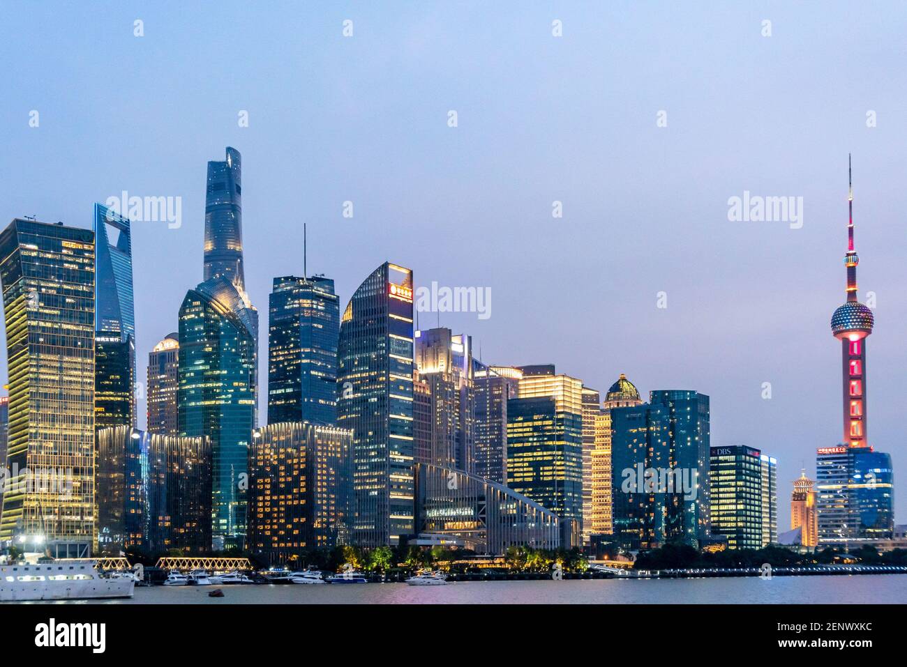 Shanghai ,CHINA-High-rise buildings along the riverfront are ...