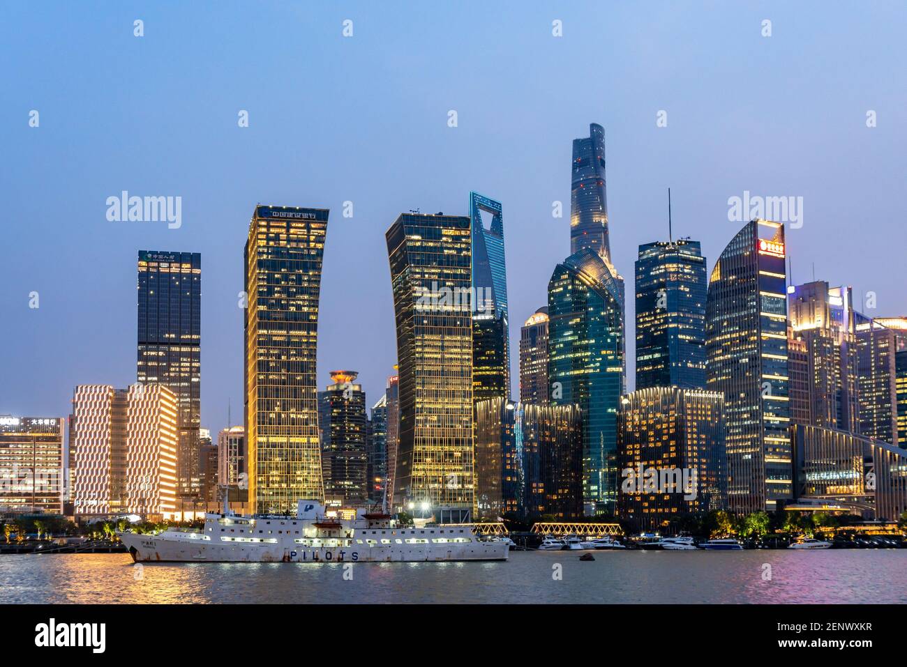 Shanghai ,CHINA-High-rise buildings along the riverfront are ...