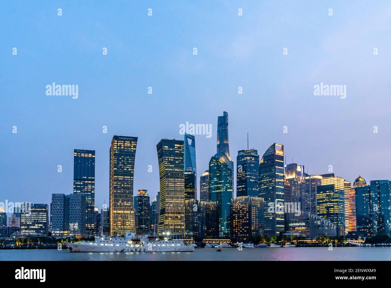 Shanghai ,CHINA-High-rise buildings along the riverfront are ...