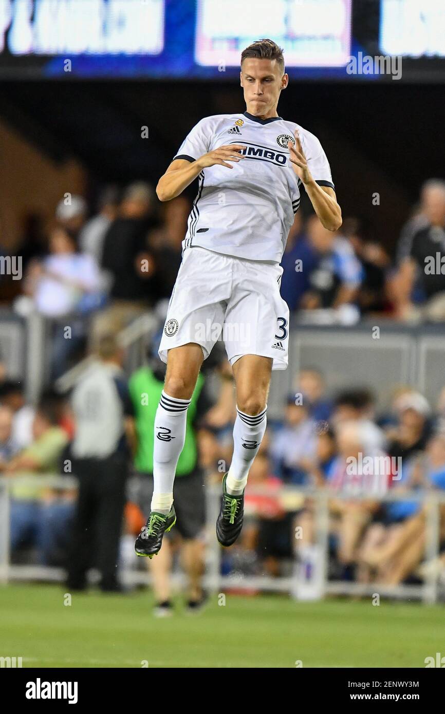 September 25, 2019: Philadelphia Union defender Jack Elliott (3) leaps ...