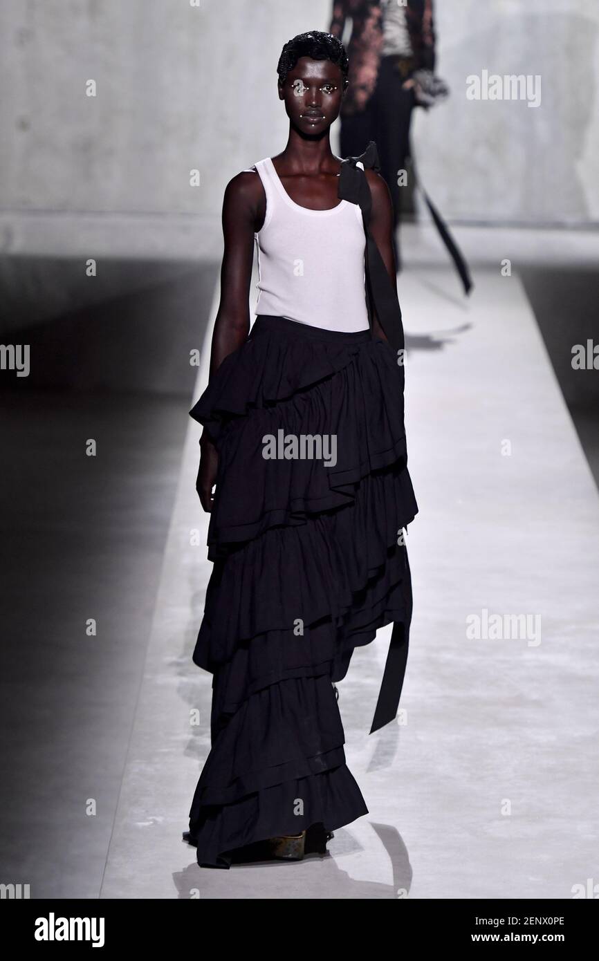 Model Amar Akway walking on the runway during the Dries van Noten Ready ...