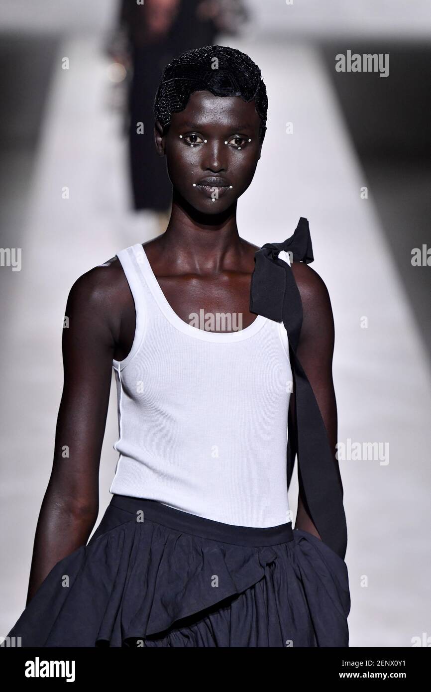 Model Amar Akway walking on the runway during the Dries van Noten Ready ...