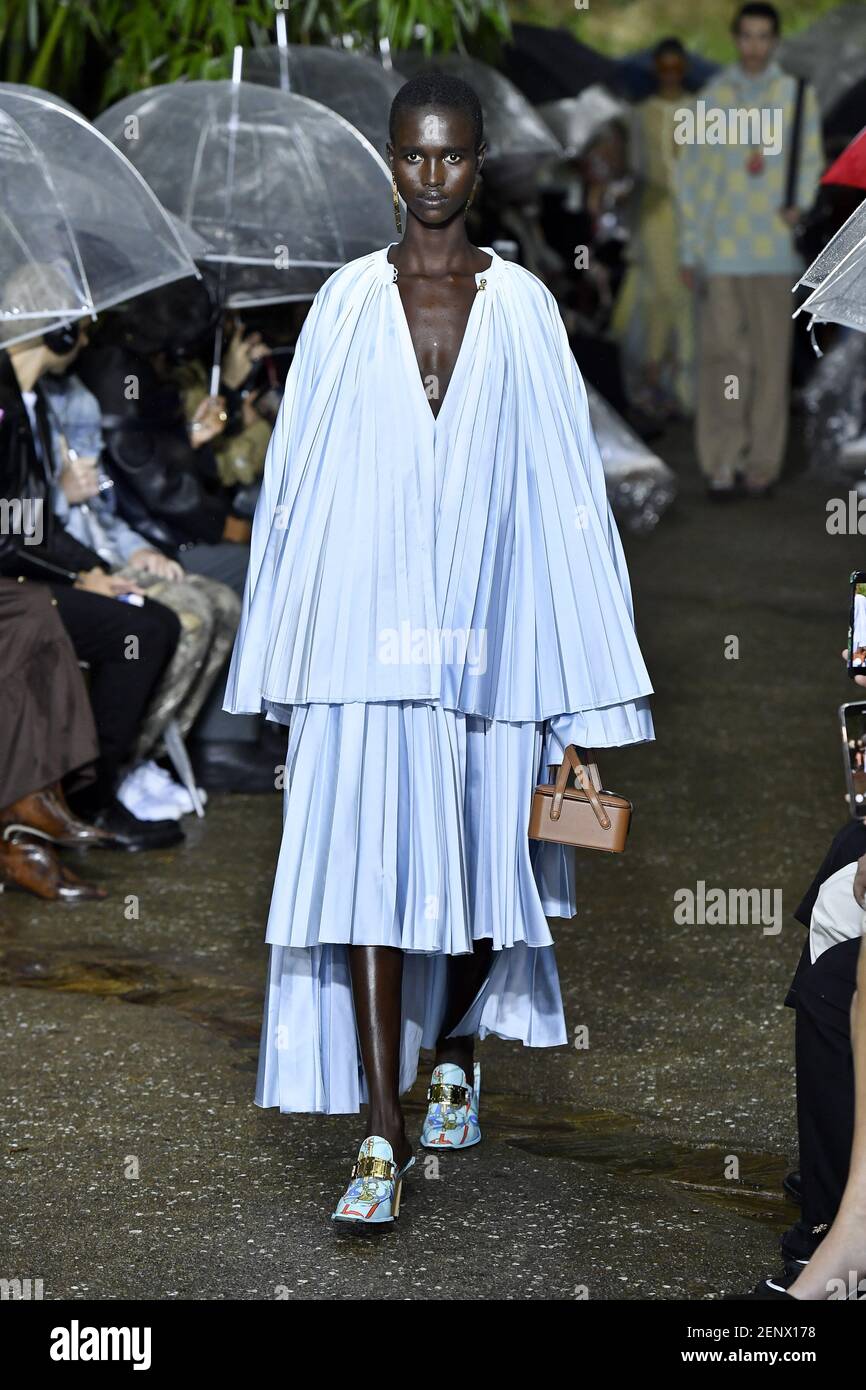 Model Amar Akway walking on the runway during the Lanvin Ready to Wear ...
