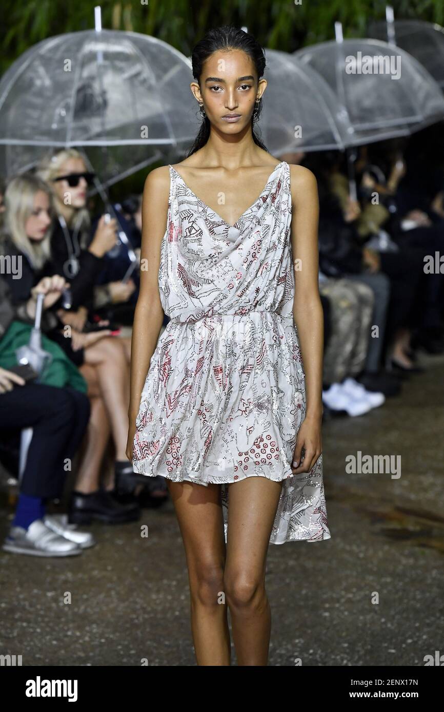 Model Mona Tougaard walking on the runway during the Lanvin Ready to ...
