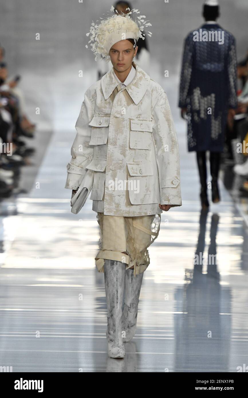 Model Eva-Liisa Suvi walking on the runway during the Maison Margiela ...