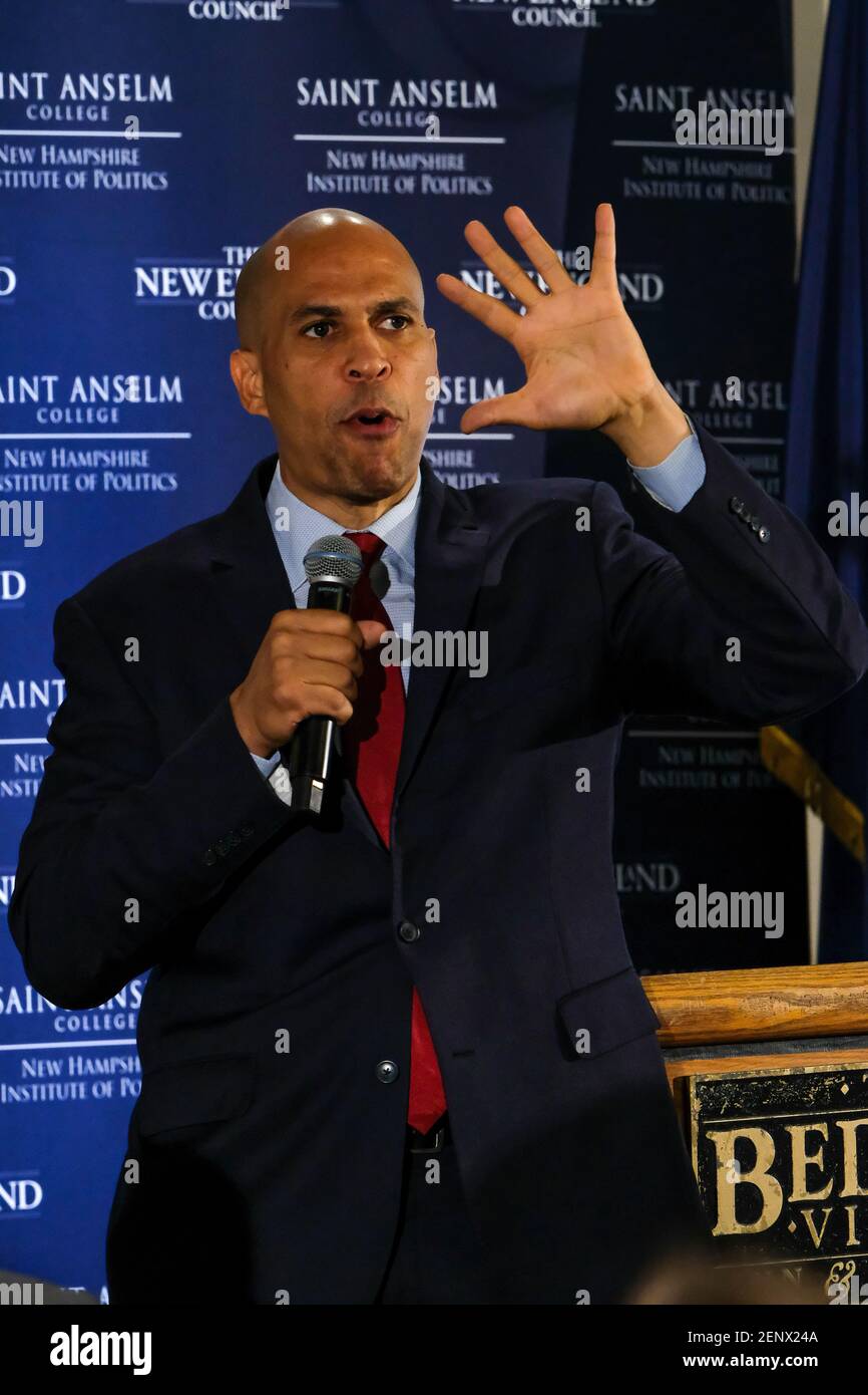 New Jersey Senator and presidential candidate Cory Booker campaigns at “Politics and Eggs” in ...
