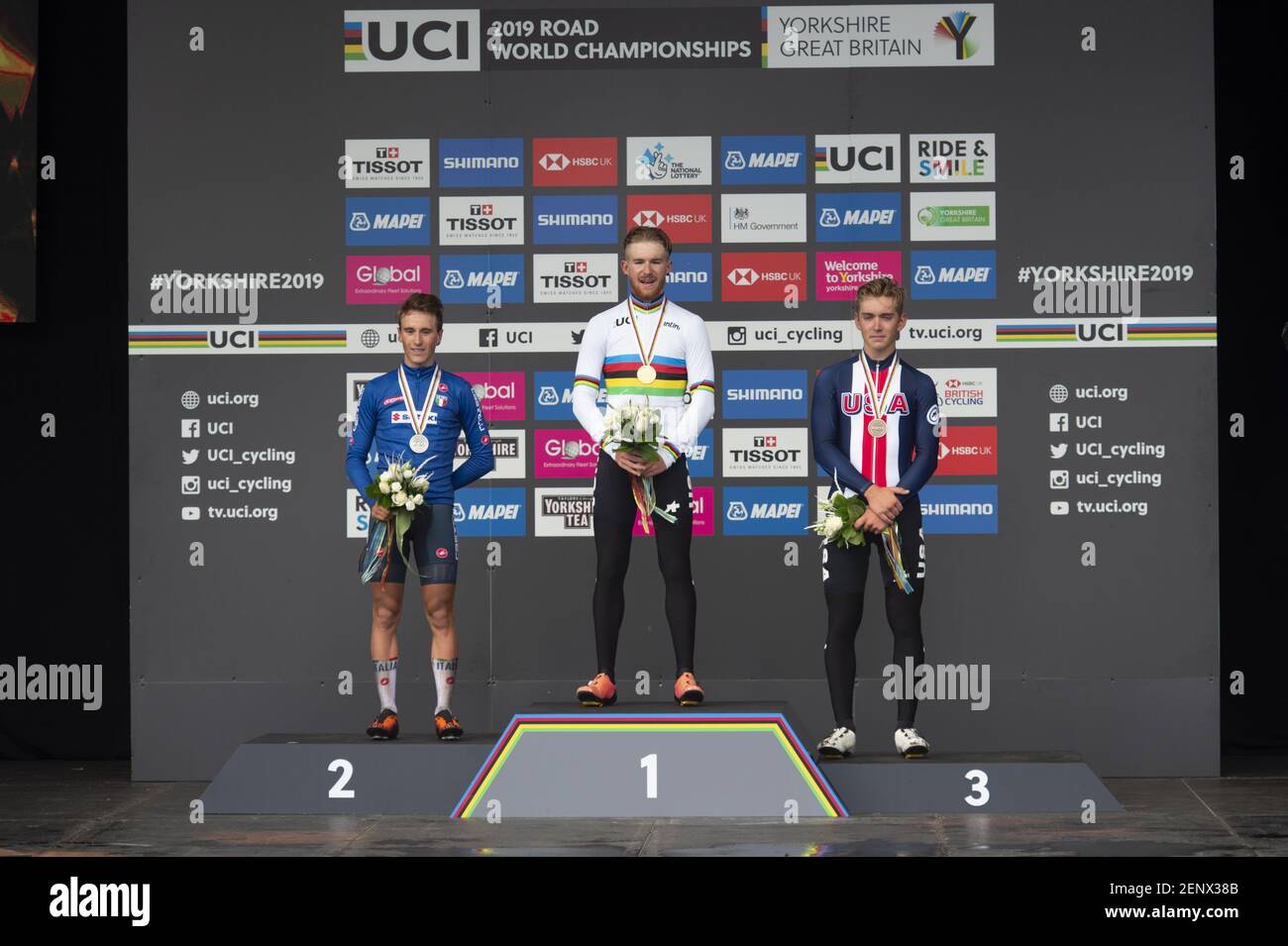Junior Men’s Road Race Podium (L-R) Alessio Martinelli-2nd, Quinn ...