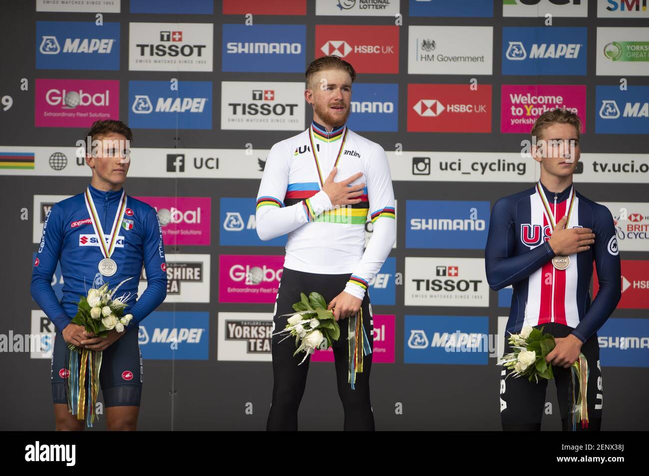 Junior Men’s Road Race Podium (L-R) Alessio Martinelli-2nd, Quinn ...