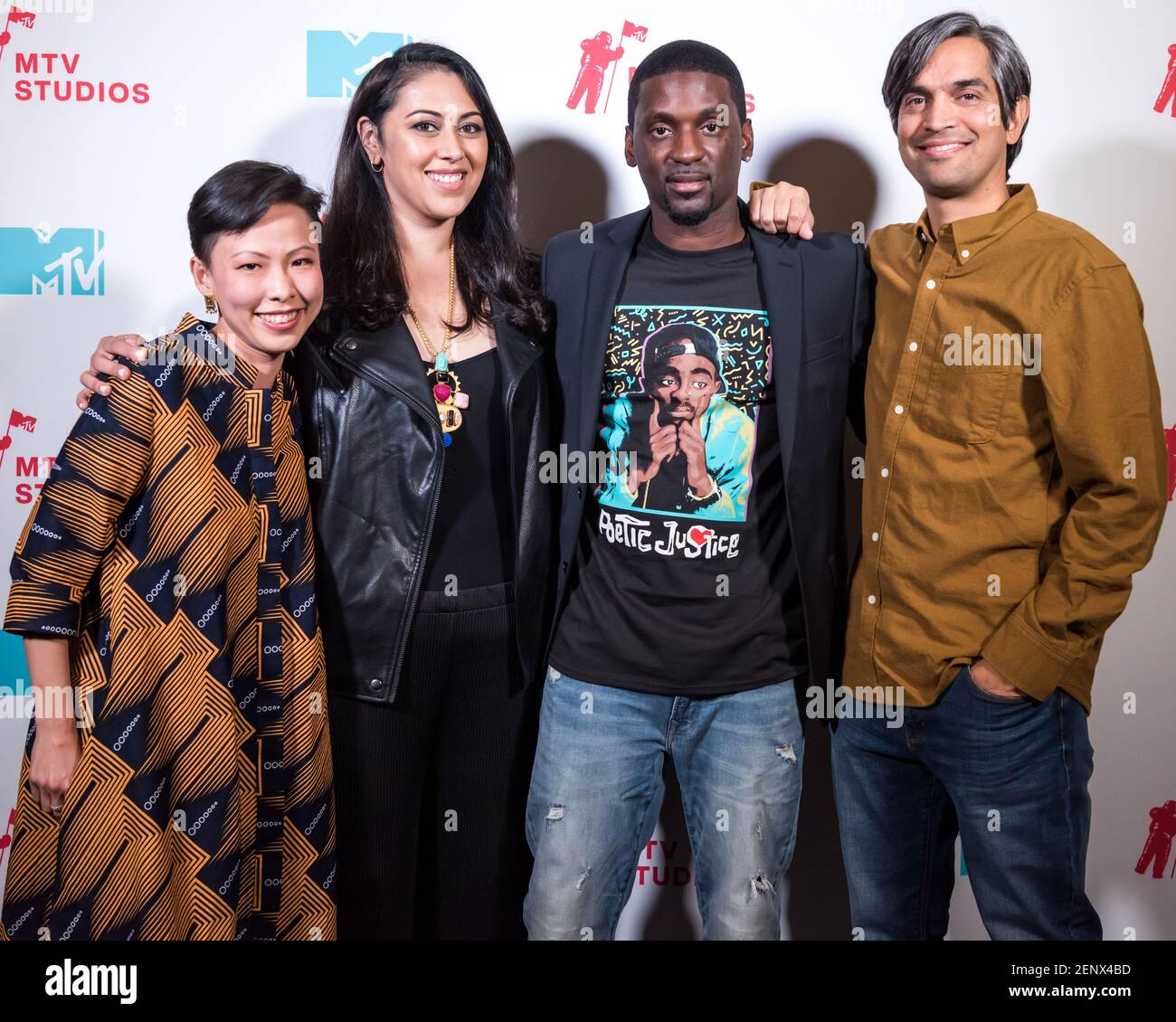 (L-R) Poh Si Teng, Smriti Mundhra, Bruce Franks Jr., and Sami Kham attend the launch of MTV ...