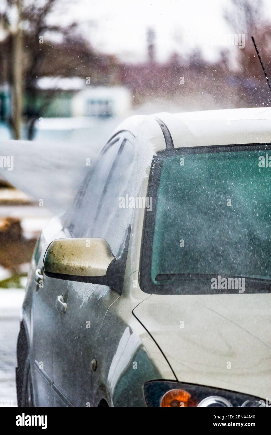 Cleaning the car with foam,car wash shop. car wash with water and foam ...