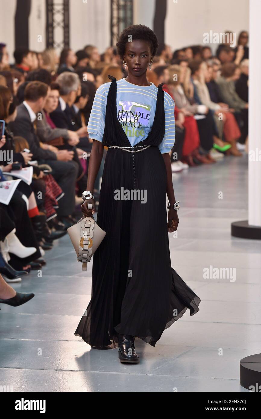 Model Anok Yai walking on the runway during the Chloe Ready to Wear ...