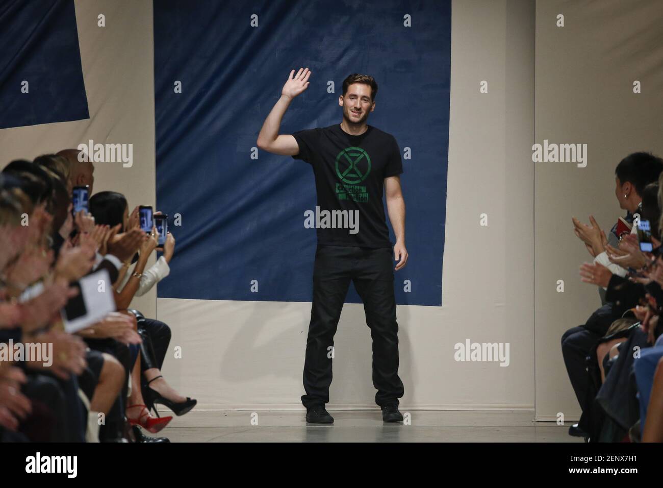 Designer Antonin Tron walking on the runway during the Atlein Ready to ...