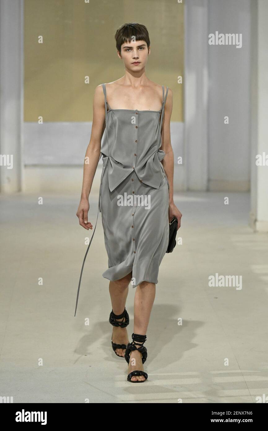 Model Eli Bauer walking on the runway during the Christophe Lemaire ...