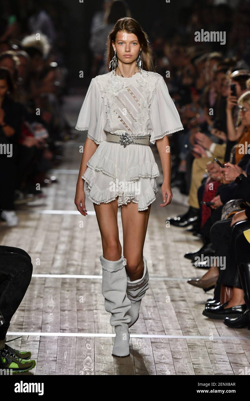 Model Mathilde Henning walking on the runway during the Isabel Marant ...