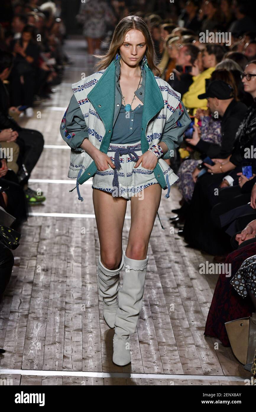 Model Fran Summers walking on the runway during the Isabel Marant Ready ...