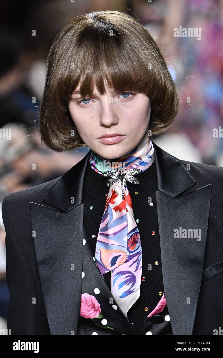 Model Fran Summers walking on the runway during the Paco Rabanne Ready to Wear Spring/Summer ...