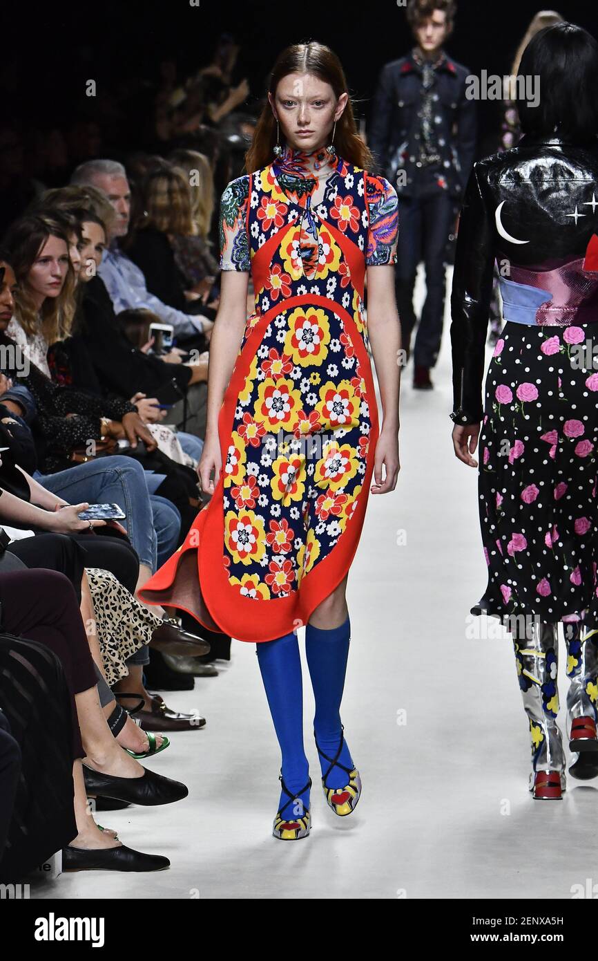 Model Sara Grace Wallerstedt walking on the runway during the Paco ...