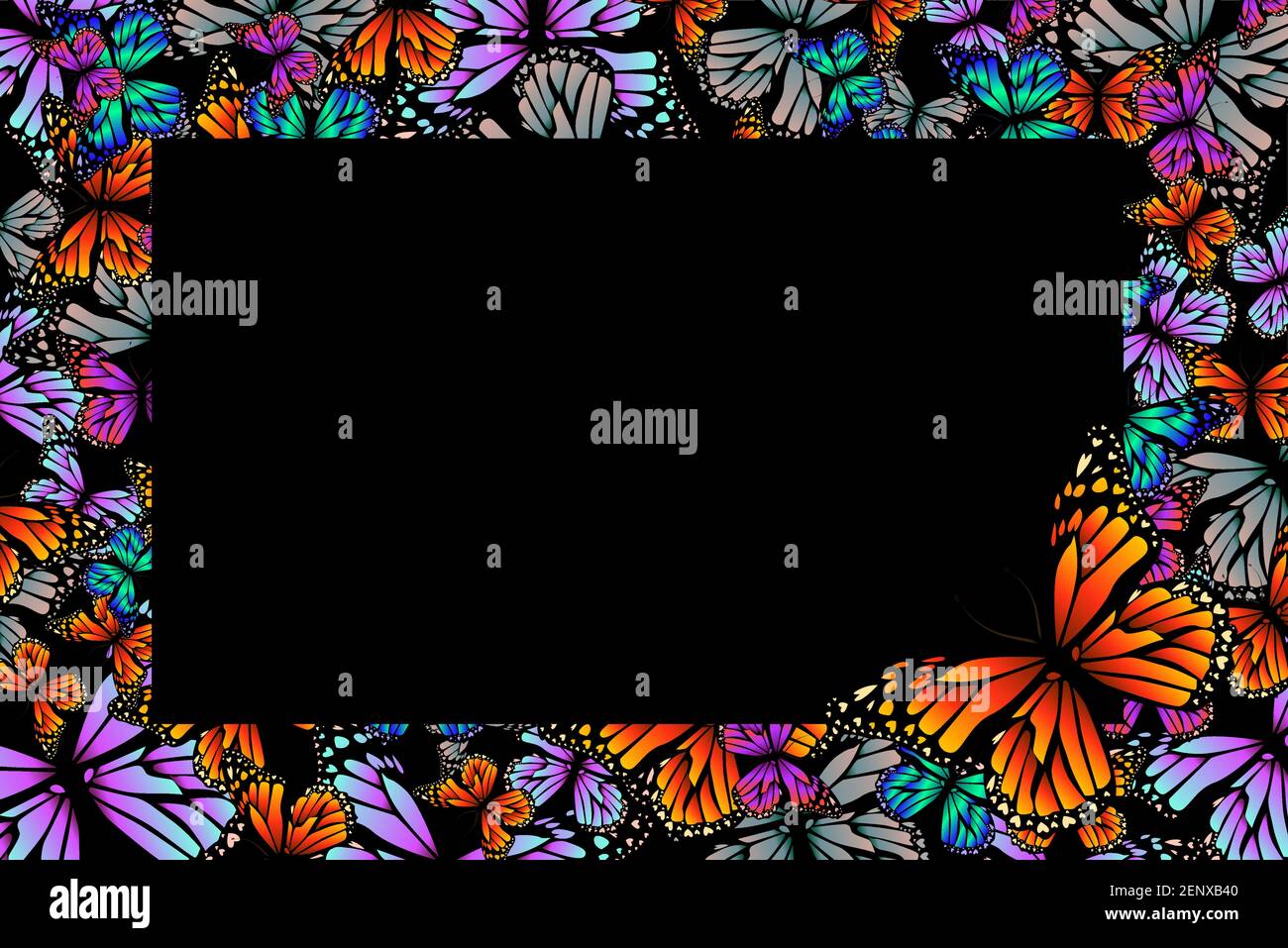 Horizontal frame with butterflies. Vector illustration Stock Vector ...
