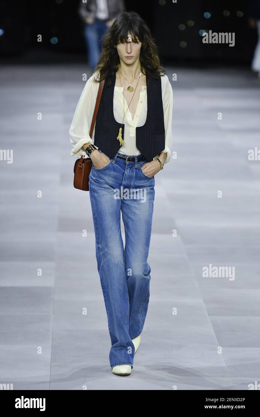 Model walking on the runway during the Celine Ready to Wear Spring ...