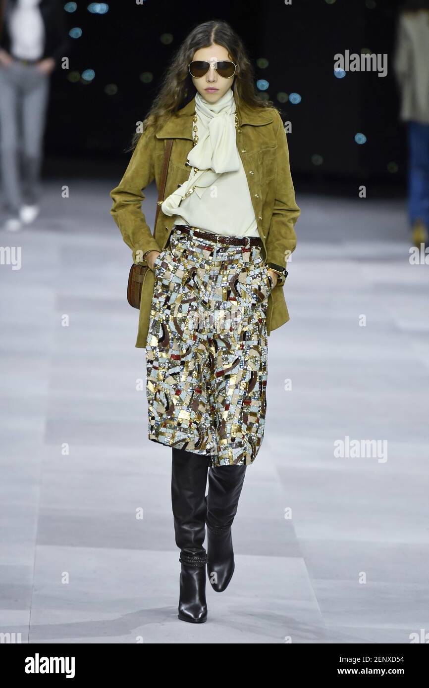 Model walking on the runway during the Celine Ready to Wear Spring ...