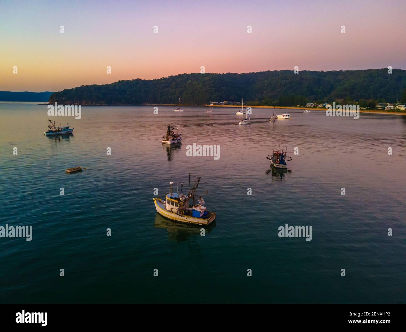 Fishing Boats on Brisk Bay at Patonga Beach on the Central Coast of NSW ...