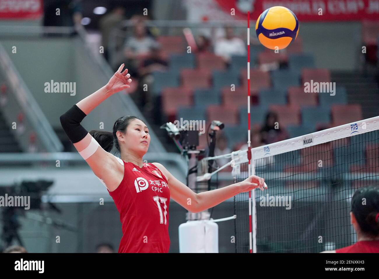 Yan Ni of China smashes the ball during the 2019 FIVB Volleyball Women ...