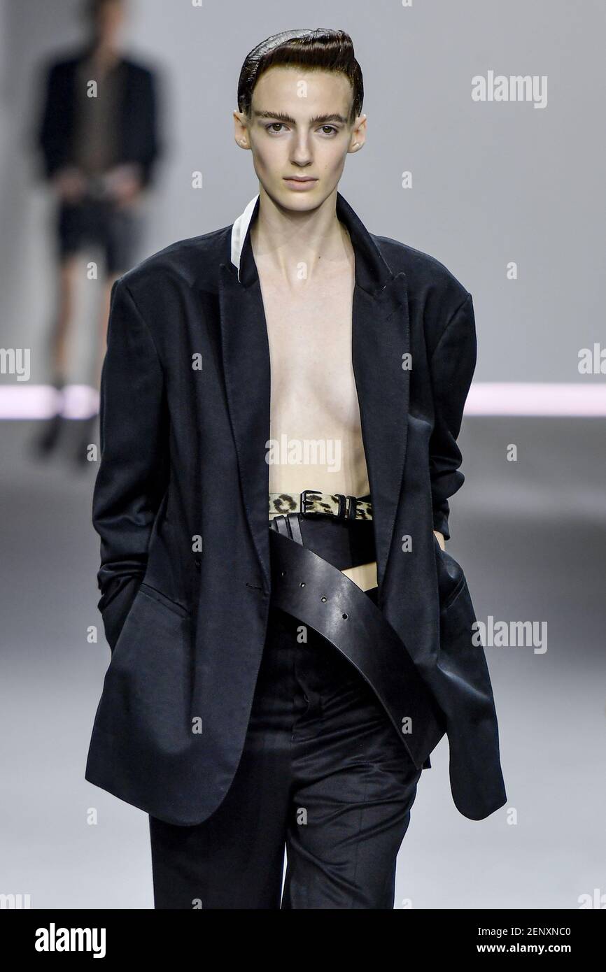 Model walking on the runway during the Haider Ackermann Ready to Wear ...
