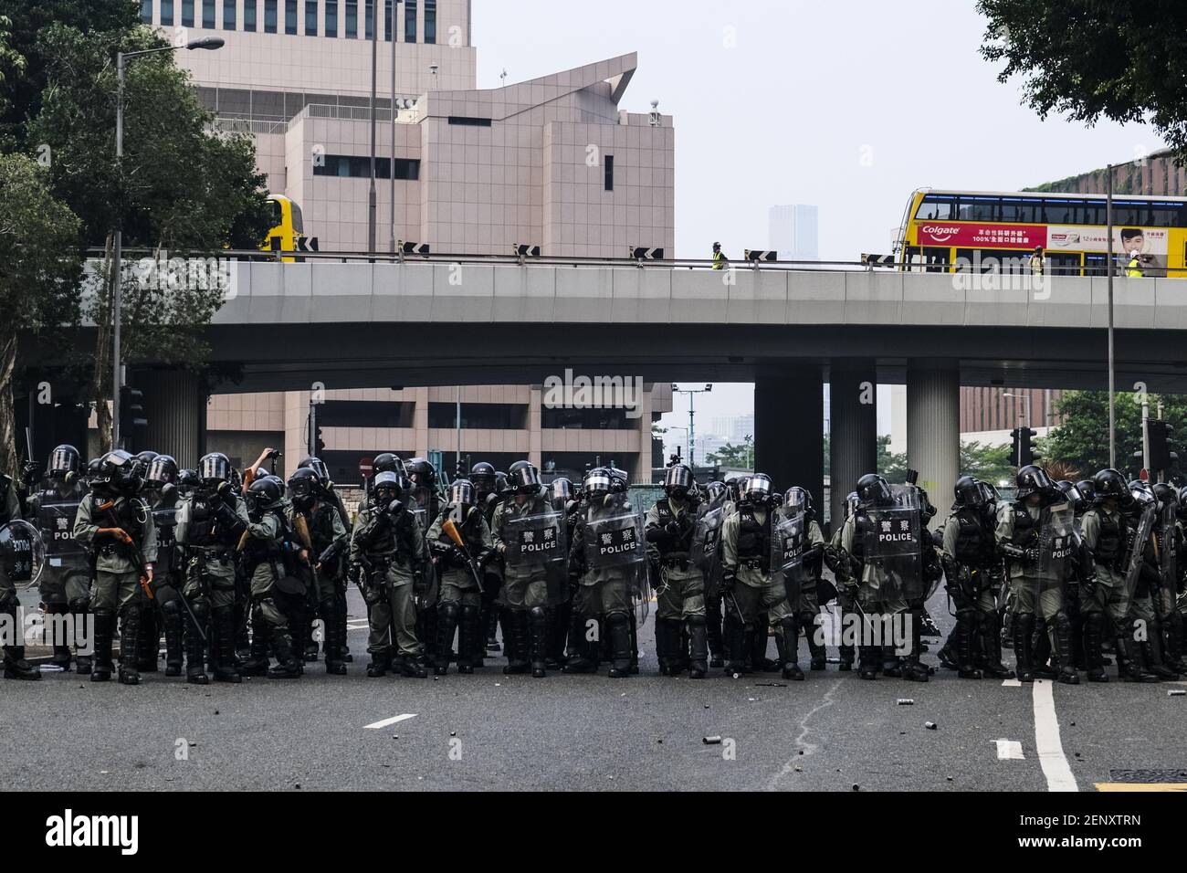 Riot police on guard during the demonstration. Protesters took part in ...