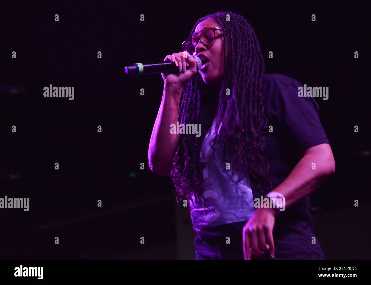 Rapper Monie Love performing at NostalgiaCon - Day 2 held at the ...