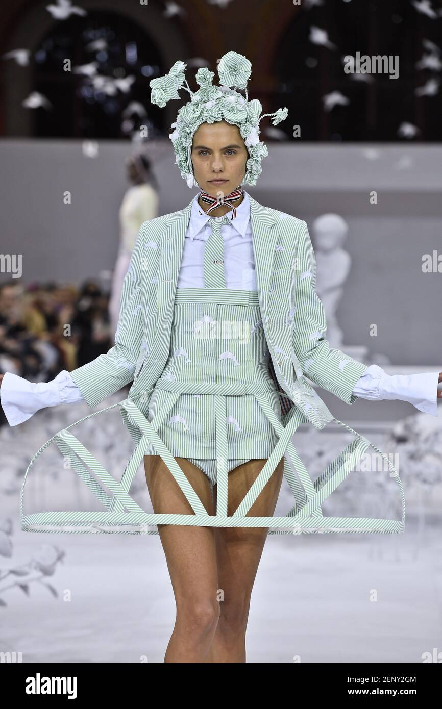 Model walking on the runway during the Thom Browne Ready to Wear Spring ...