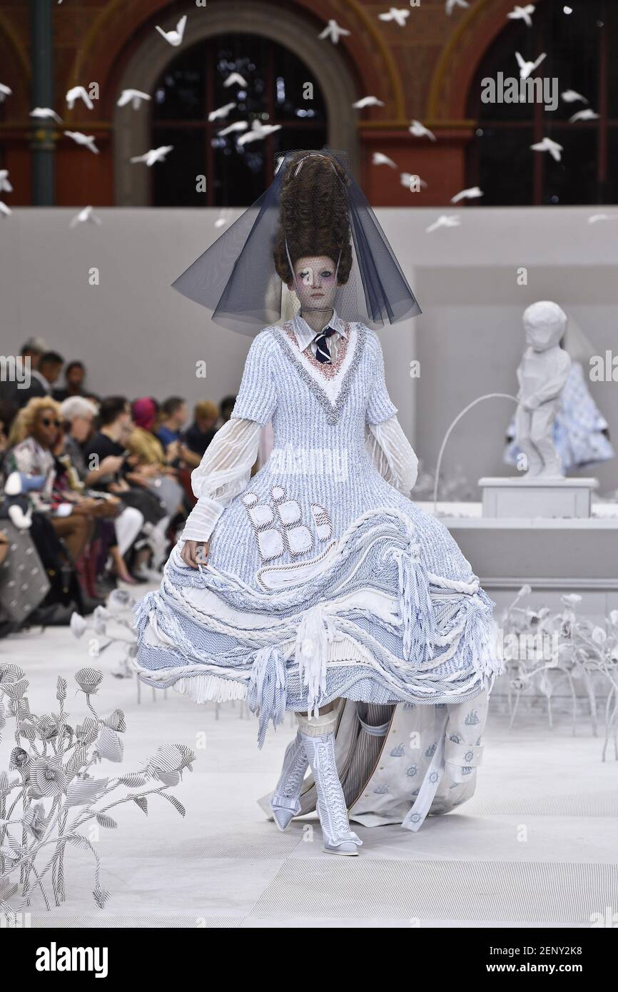Model walking on the runway during the Thom Browne Ready to Wear Spring/Summer 2020 show part of ...