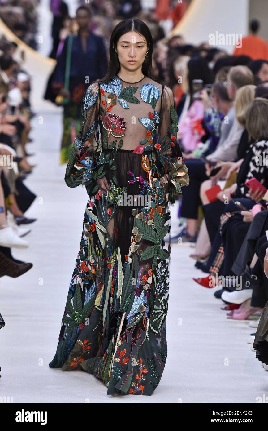 Model Chu Wong walking on the runway during the Valentino Ready to Wear ...