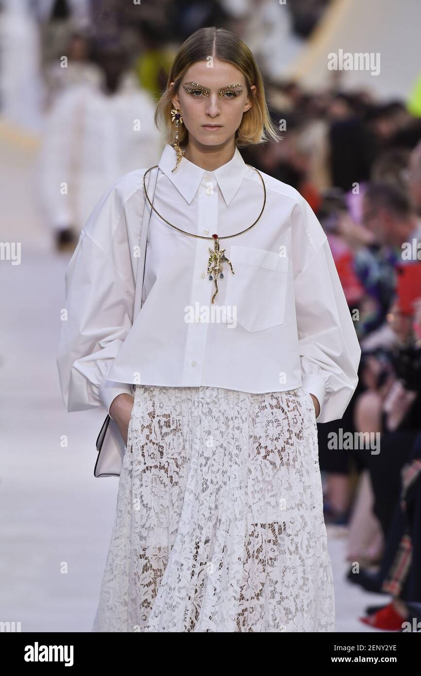 Model Emily Driver walking on the runway during the Valentino Ready to ...