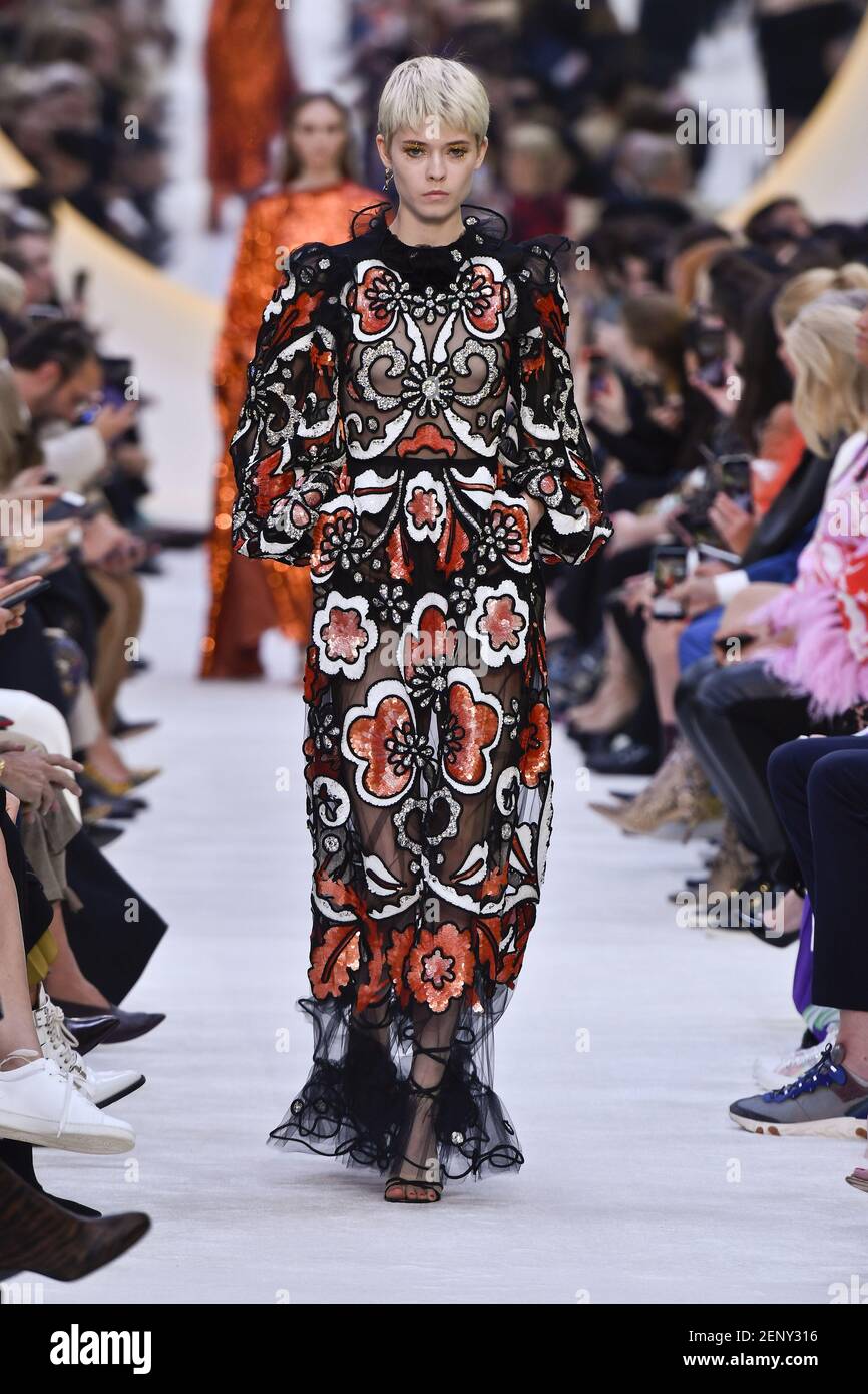 Model Maike Inga walking on the runway during the Valentino Ready to ...
