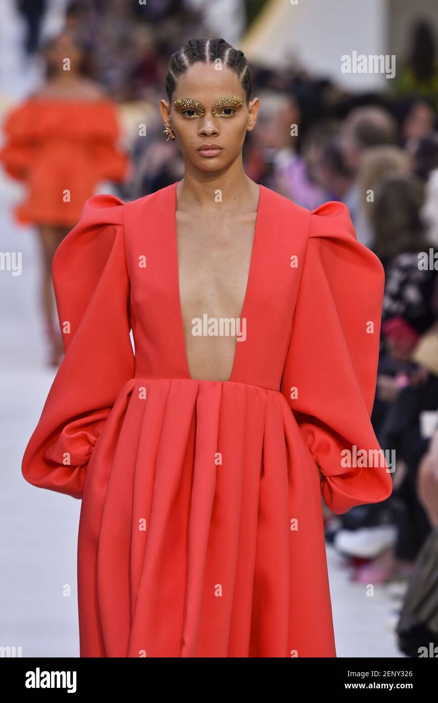 Model Hiandra Martinez walking on the runway during the Valentino Ready ...