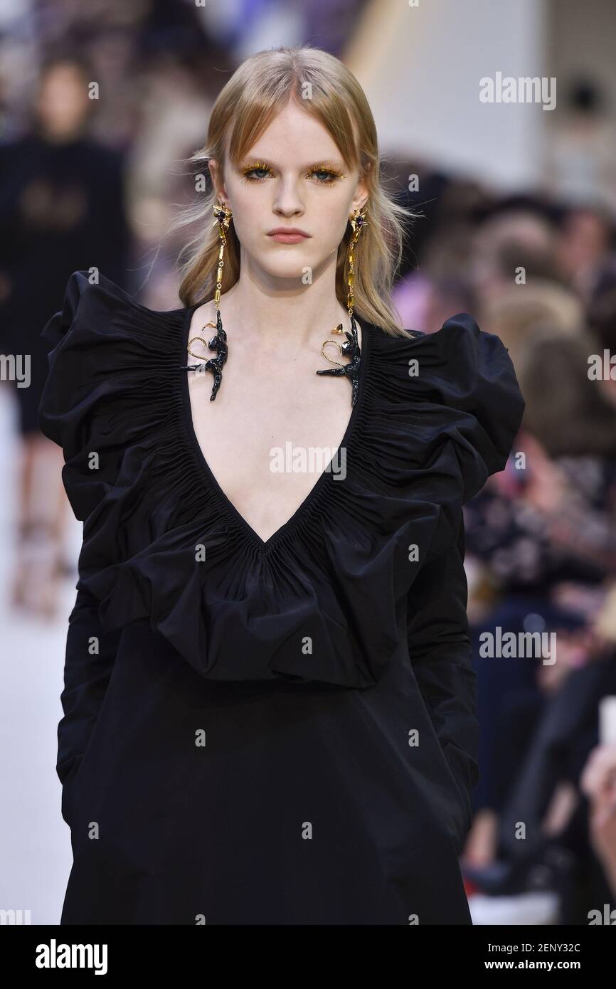 Model Hannah Motler walking on the runway during the Valentino Ready to ...