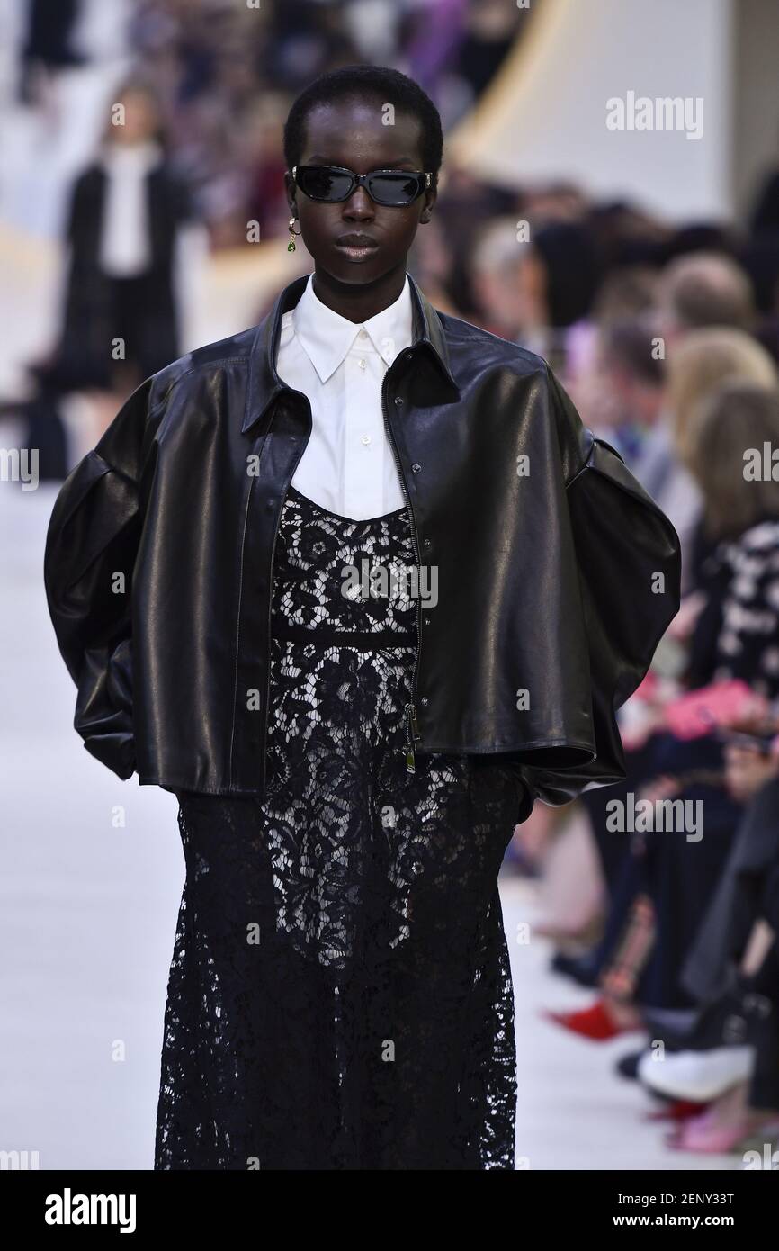 Model Ajok walking on the runway during the Valentino Ready to Wear ...