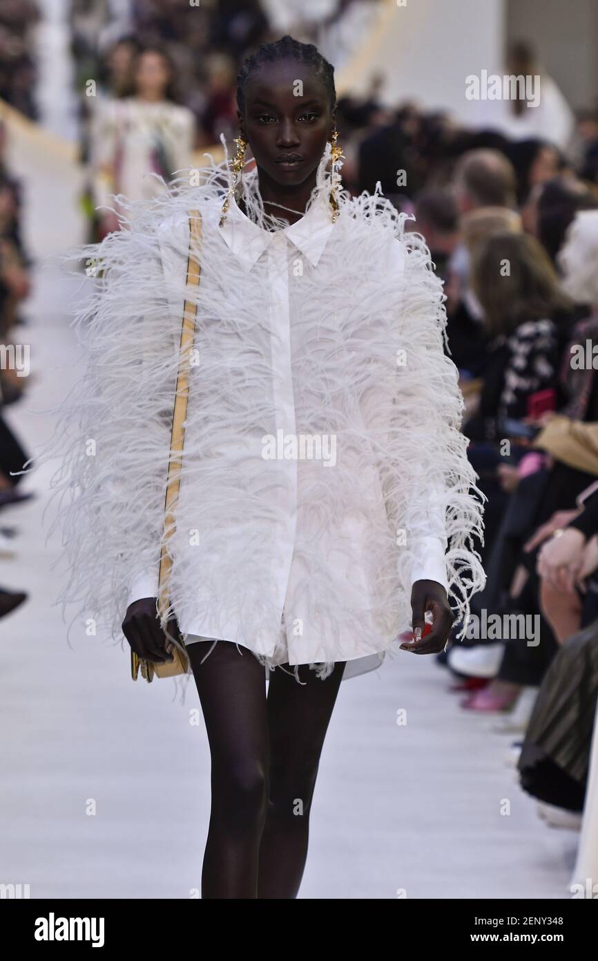 Model Anok Yai walking on the runway during the Valentino Ready to Wear ...