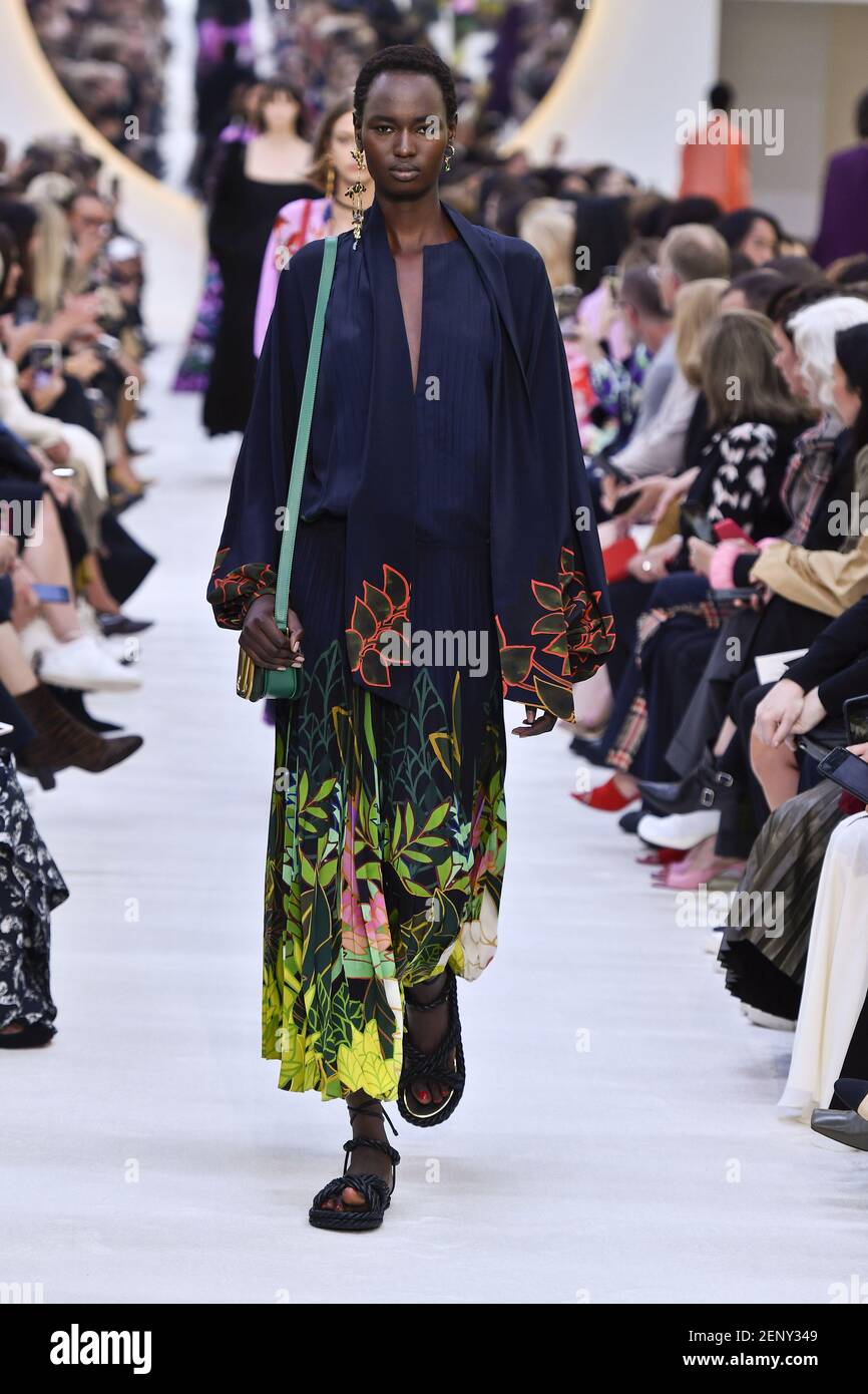 Model Nyarach Abouch Ayuel walking on the runway during the Valentino ...