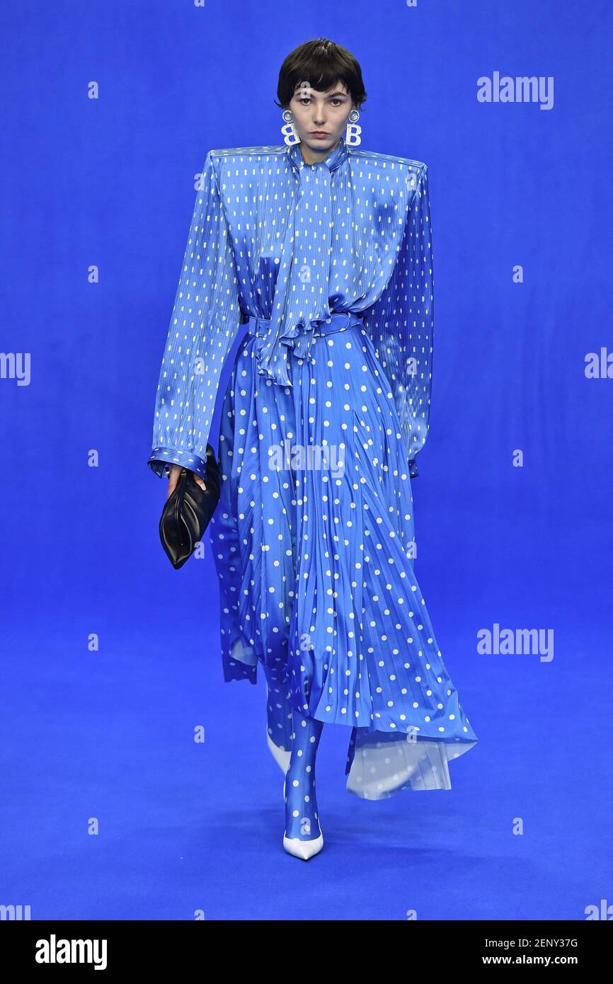 Model Bronte Coates walking on the runway during the Balenciaga Ready ...