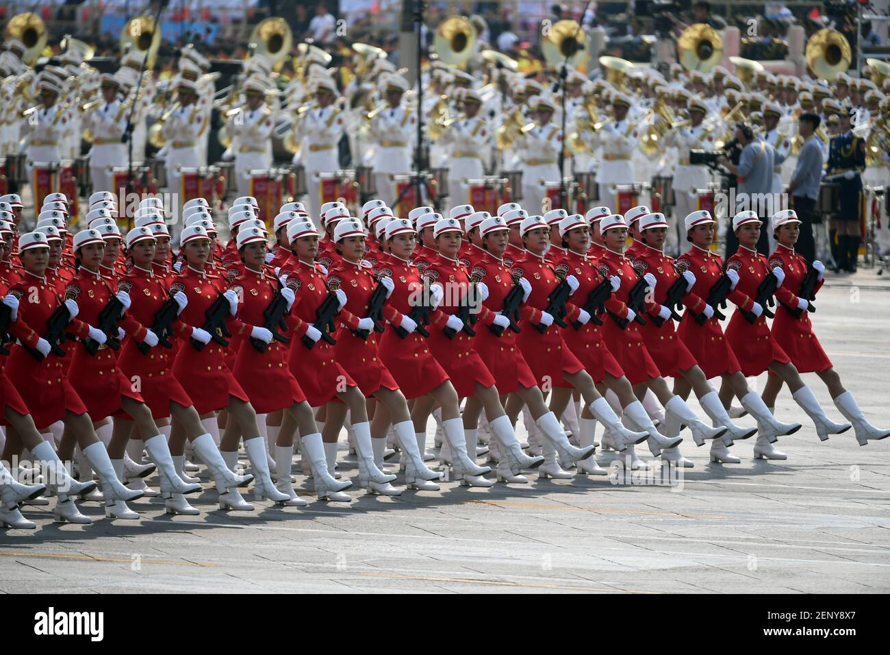 Soldiers, sailors and pilots of various troops line up and proceed ...