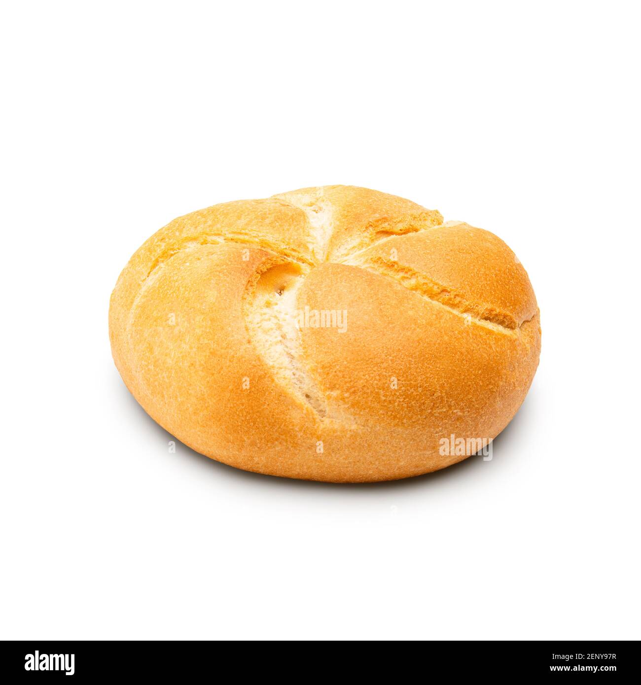 Baked bread roll isolated on white background. Side view Stock Photo ...