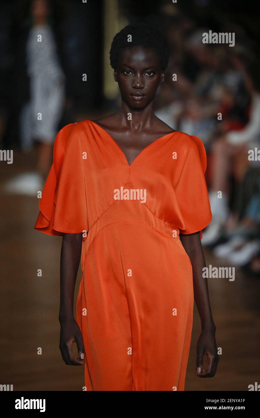 Model Anok Yai walking on the runway during the Stella McCartney Ready ...