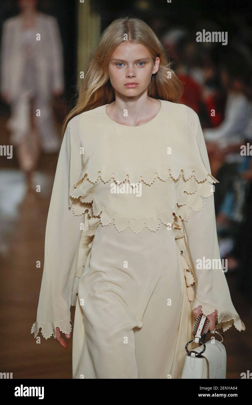 Model Evie Harris walking on the runway during the Stella McCartney ...