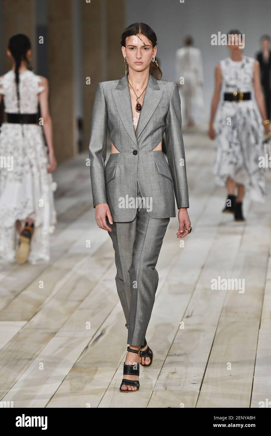 Model Chai Maximus walking on the runway during the Alexander McQueen ...