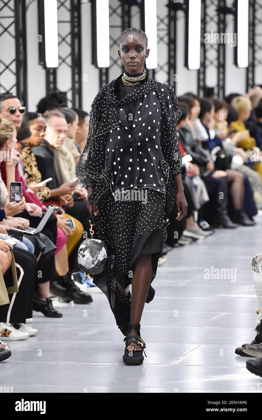 Model Maty Diba walking on the runway during the Sacai Ready to Wear ...