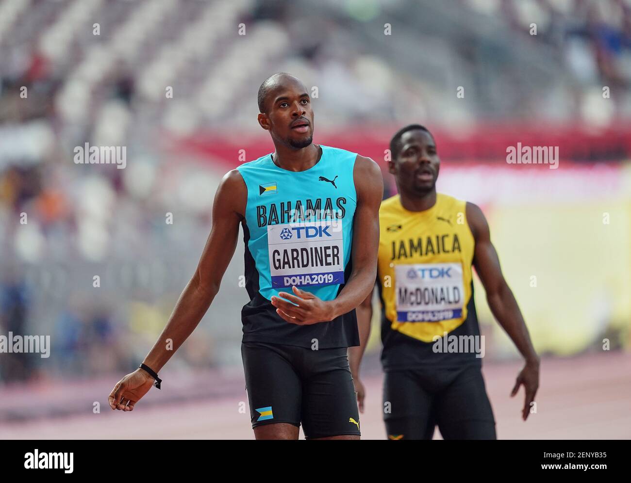 October 1, 2019: Steven Gardiner of The Bahamas competing in the 400 ...