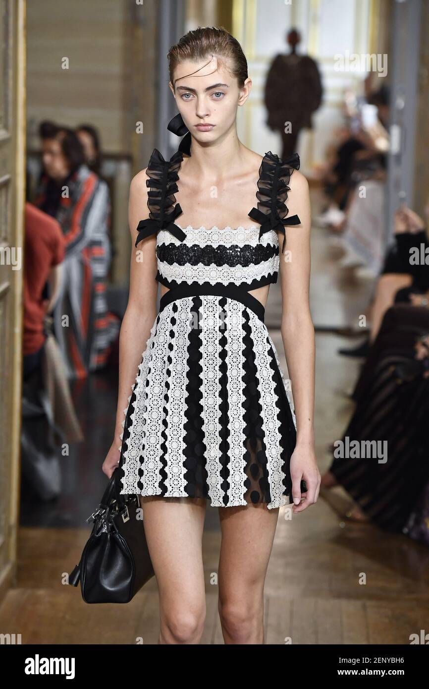 Model Patrycja Piekarska walking on the runway during the Giambattista ...