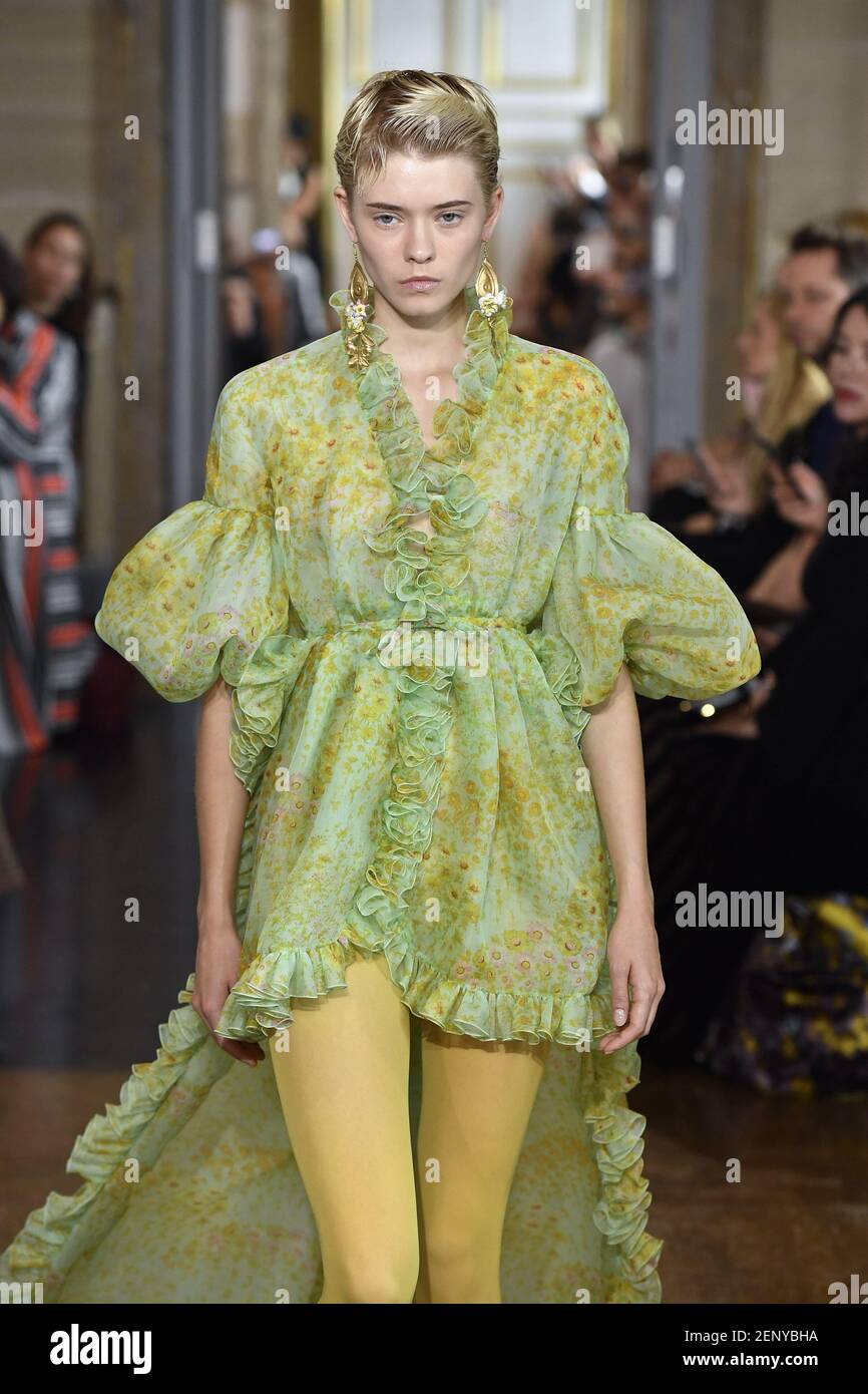 Model Maike Inga walking on the runway during the Giambattista Valli ...
